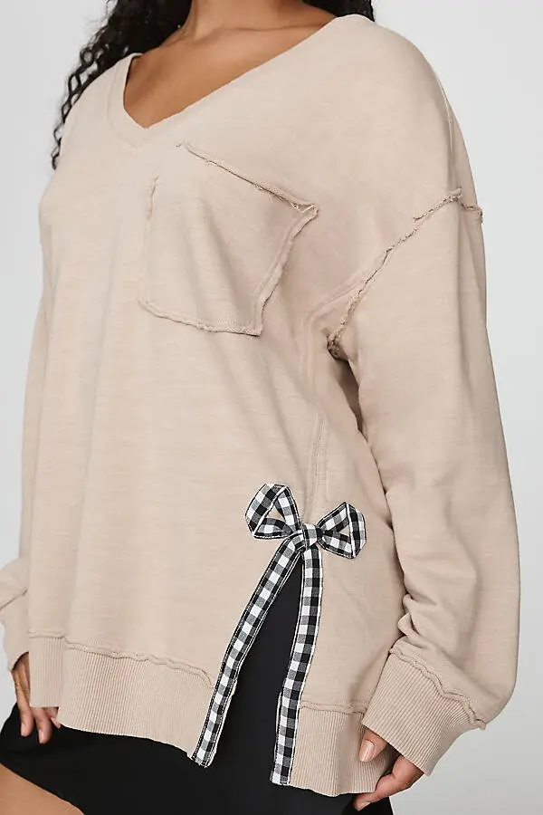 PILCRO Cotton V-neck Side-tie Top