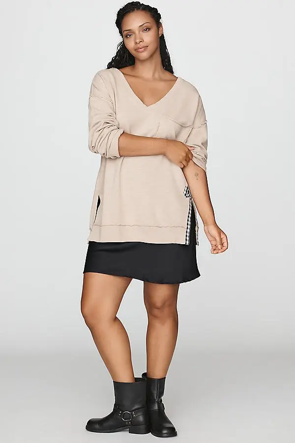 PILCRO Cotton V-neck Side-tie Top