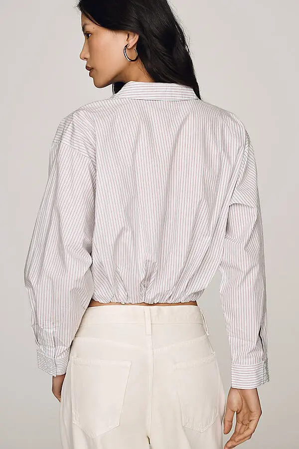 Anthropologie 100% Cotton Cropped Bubble-hem Top