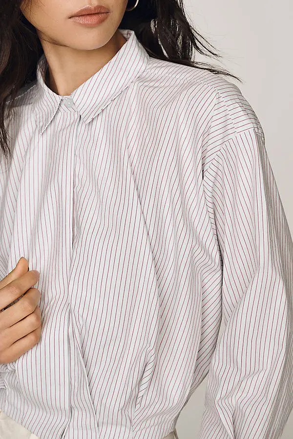 Anthropologie 100% Cotton Cropped Bubble-hem Top