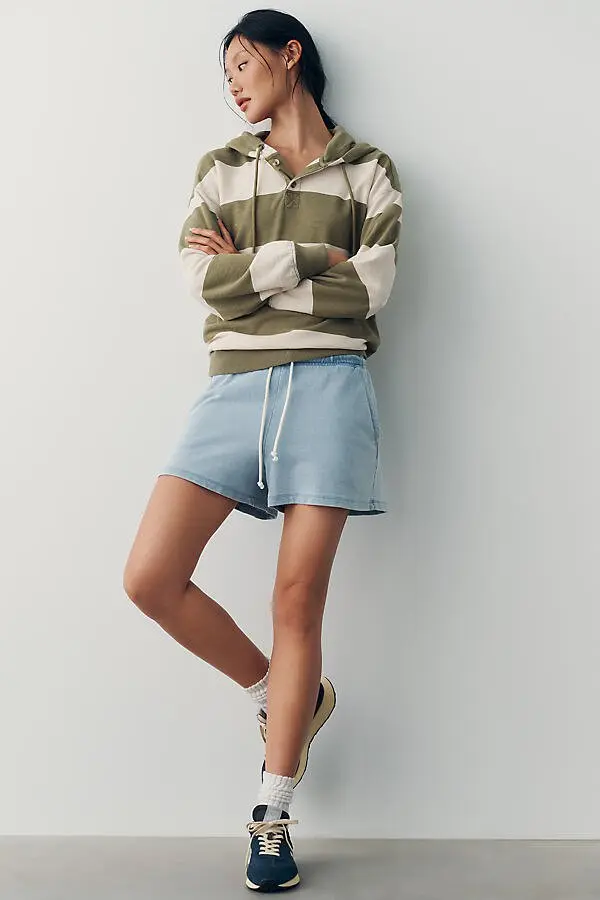 PILCRO Relaxed Cotton Striped Hoodie