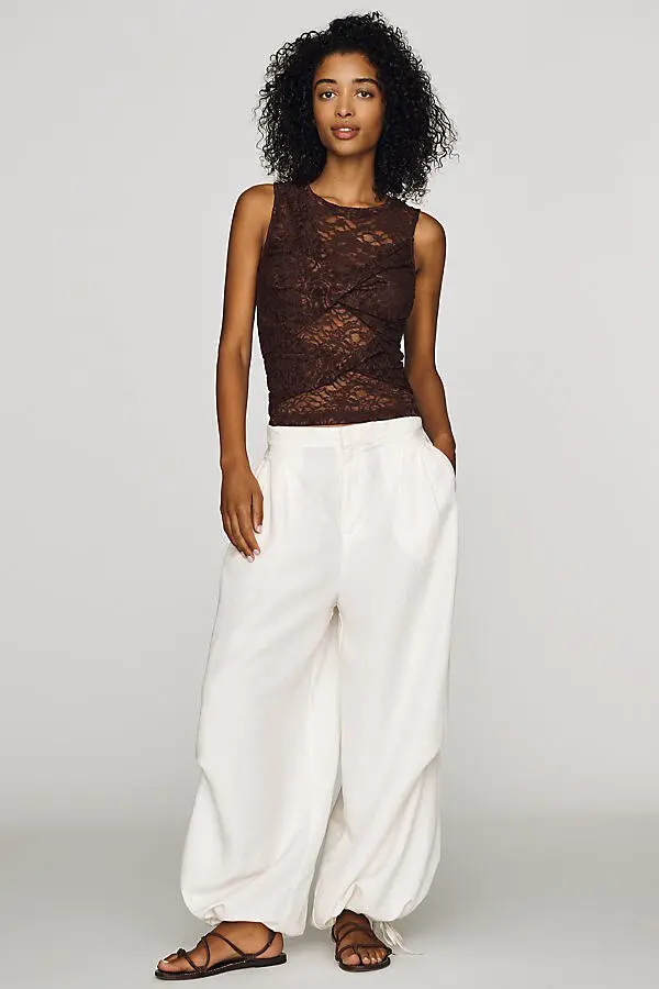 Anthropologie Lace Twist Pleat Top