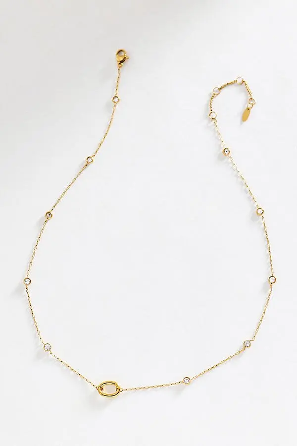 Anthropologie Crystal Cha Necklace - Gold