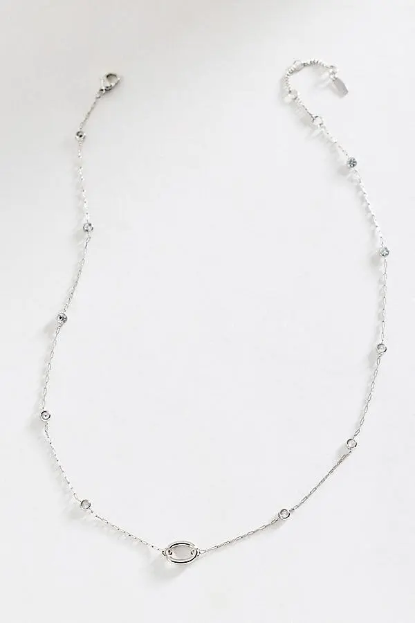 Anthropologie Crystal Cha Necklace - Silver