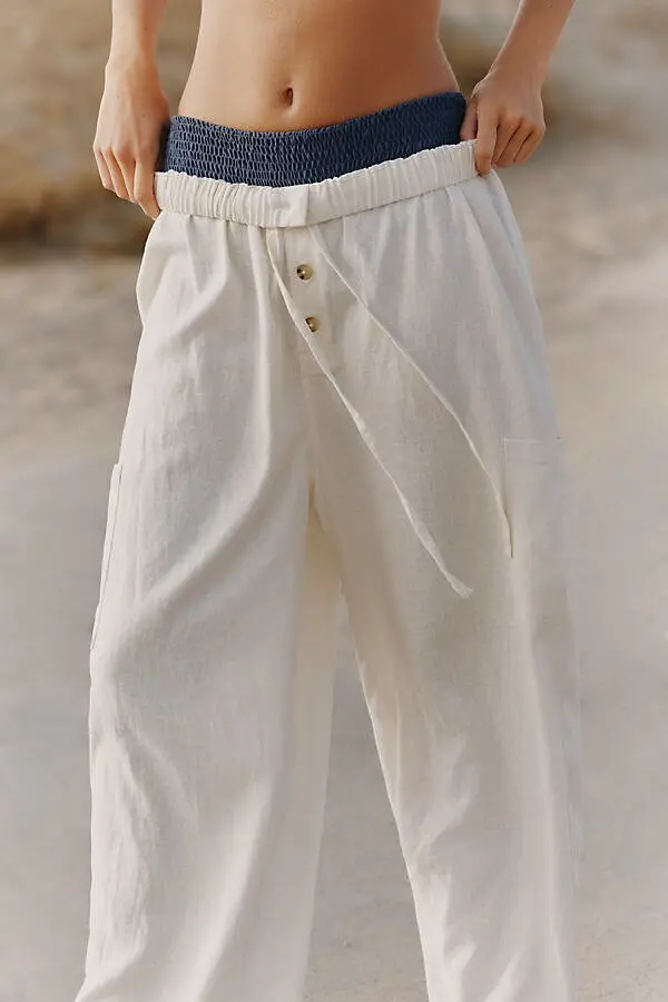 CELANDINE High-rise Pull-on Pants - Ivory