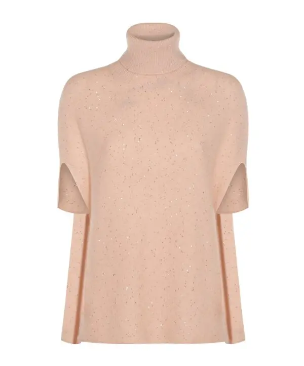 Fabiana Filippi Short-sleeved High-neck Sweater With Sequins