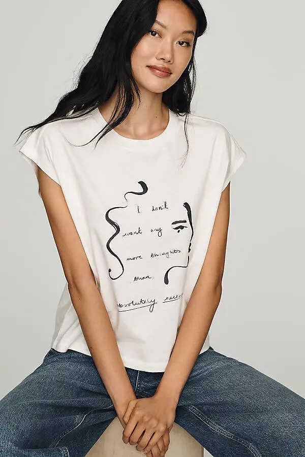 Anthropologie Cotton Tee Kit Agar - Ivory