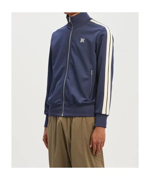 Palm Angels Logo Embroidered Zip-up Jacket