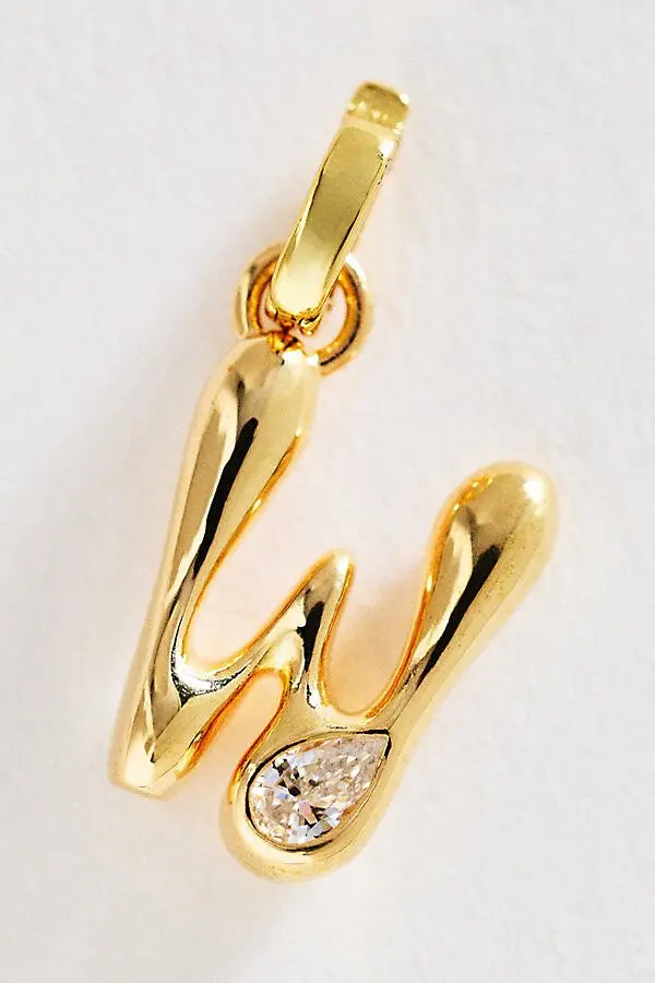 Anthropologie Groovy Bezel Initial Charm - W