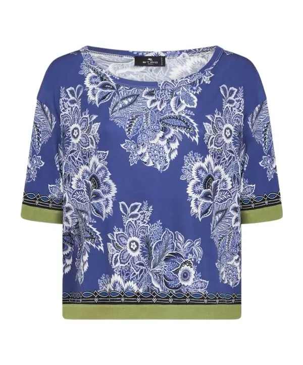 Etro Bandanna Bouquet Printed Jersey Blouse