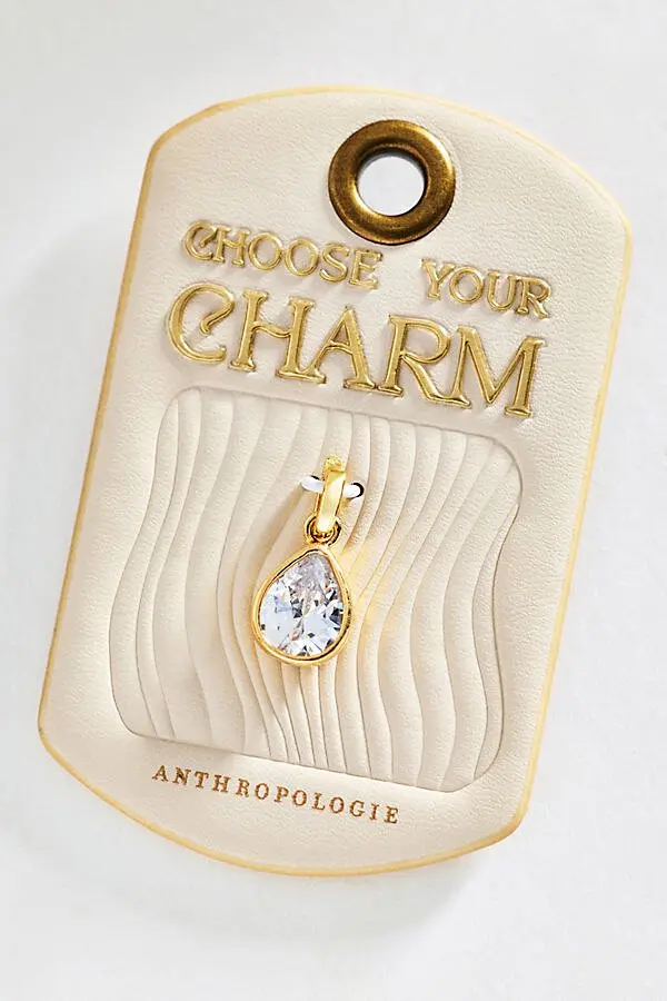 Anthropologie Bar Charm With Crystal Embellishments - Clear Pear