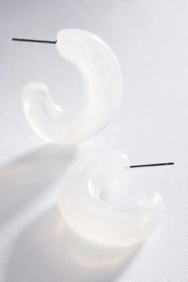 Anthropologie Encrusted Resin Hoop Earrings - Clear