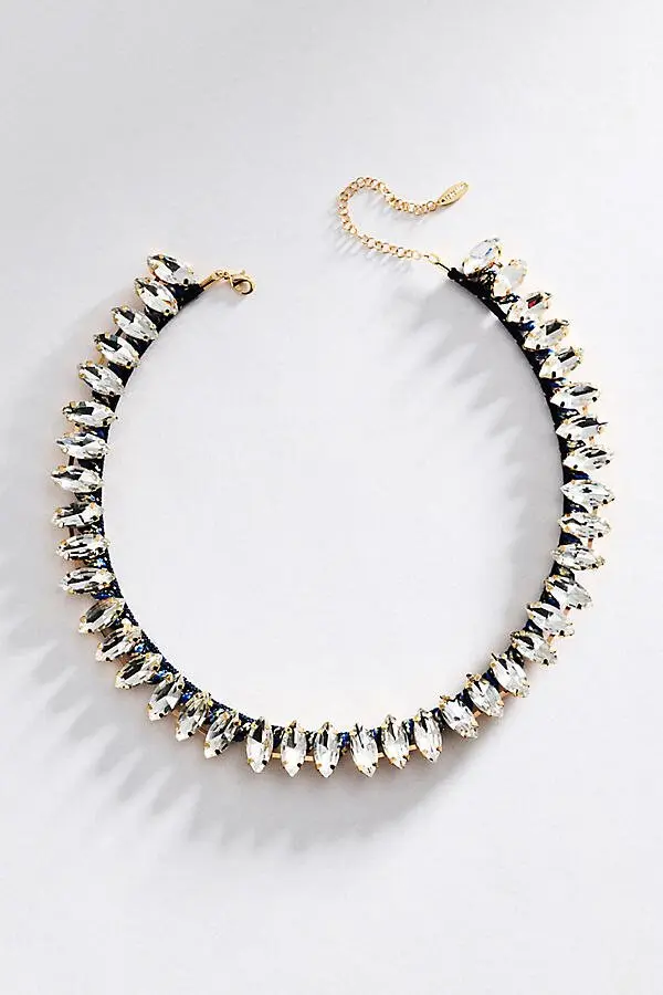 Anthropologie Crystal Choker Necklace - Blue