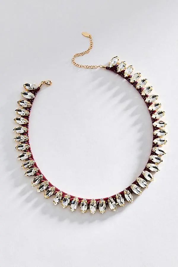 Anthropologie Crystal Choker Necklace - Wine