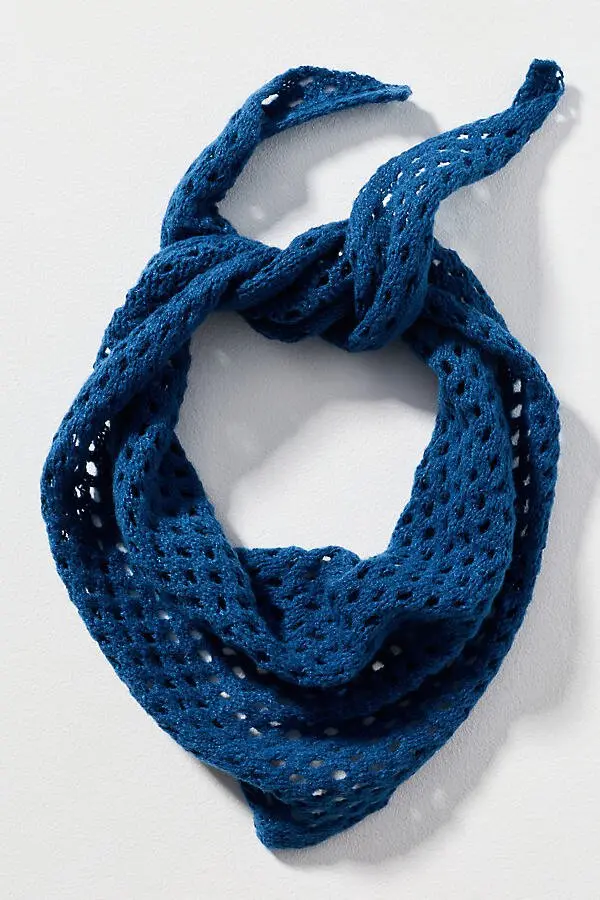 Anthropologie Triangle Knit Hair Scarf - Blue