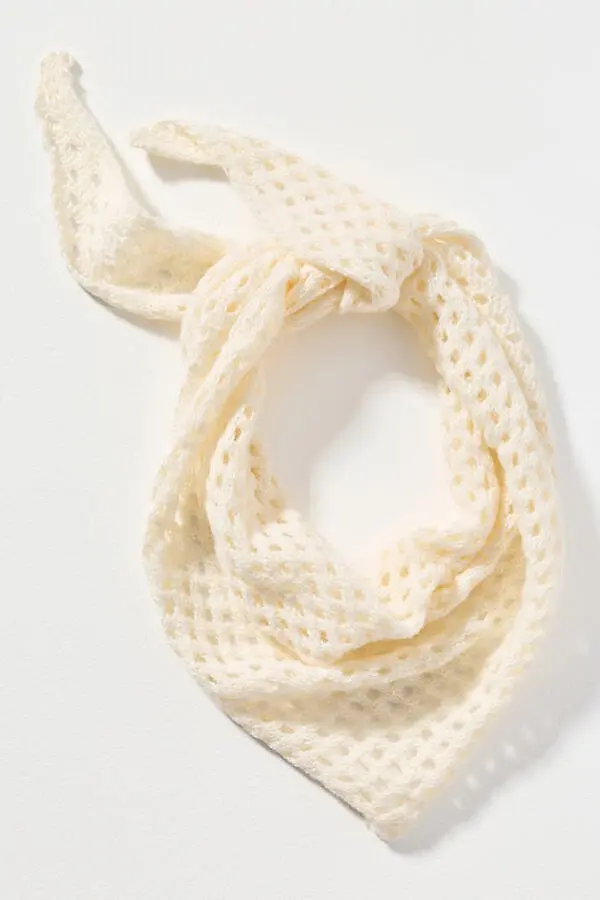 Anthropologie Triangle Knit Hair Scarf - Cream