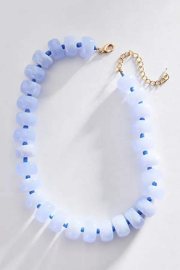 Anthropologie Chunky Beaded Necklace - Blue