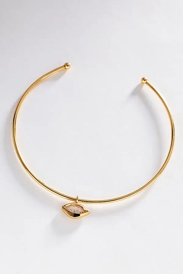 Anthropologie East West Bezel-set Crystal Necklace - Gold