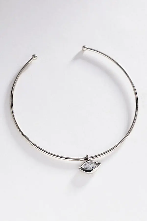 Anthropologie East West Bezel-set Crystal Necklace - Silver