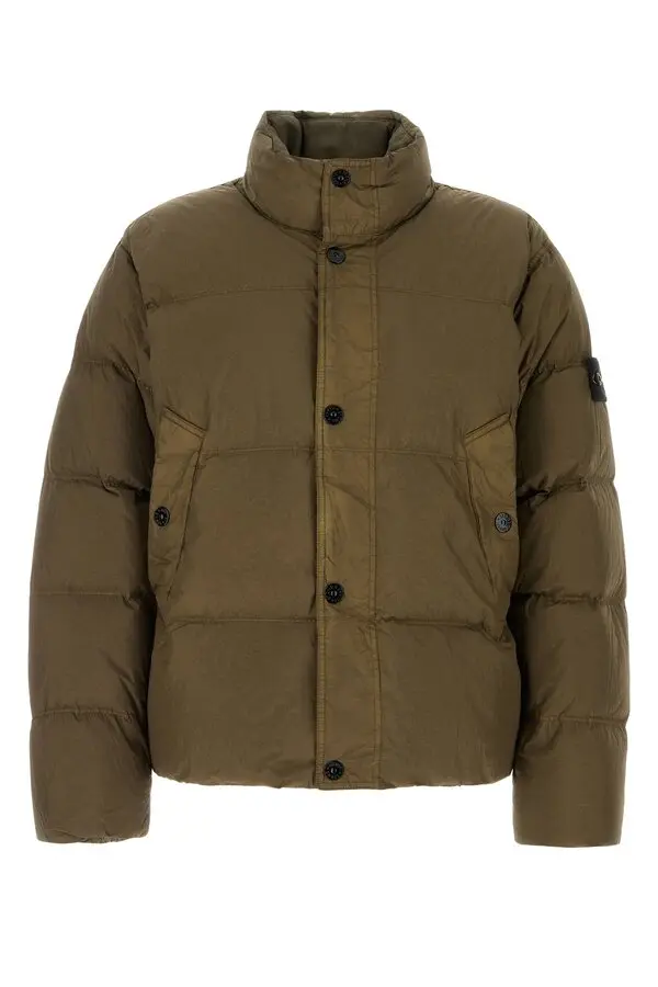 Stone Island Khaki Nylon Down Jacket