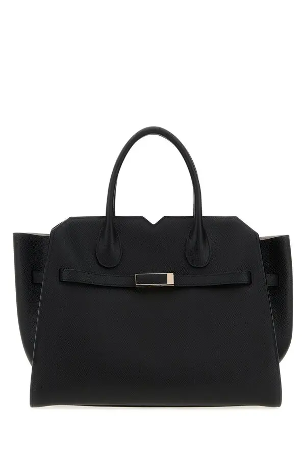 VALEXTRA Leather Medium Milano Shopping Bag - Black