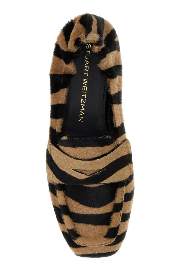 STUART WEITZMAN Printed Calf Hair Bryant Loafers - White