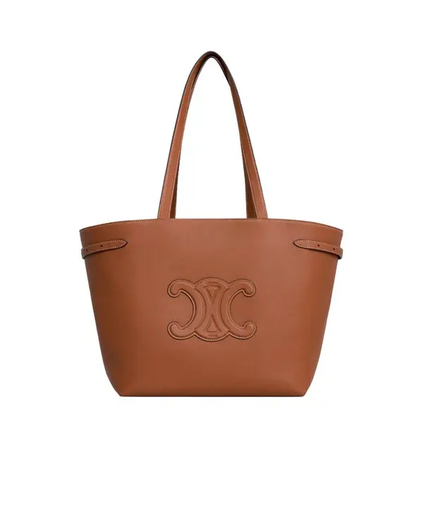 Celine Medium Cabas Anas Cuir Triomphe In Grained Calfskin - Tan