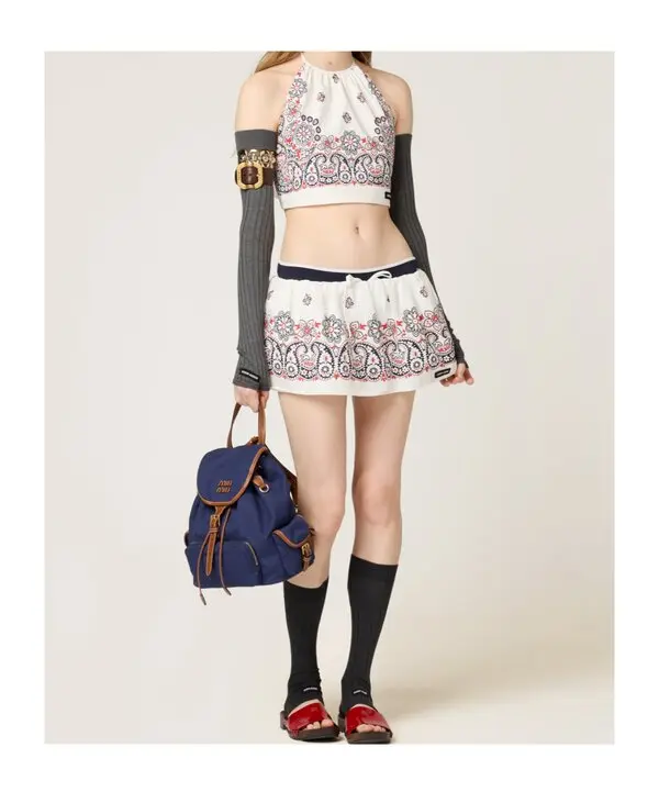 Miu Miu Printed Poplin Halter Top