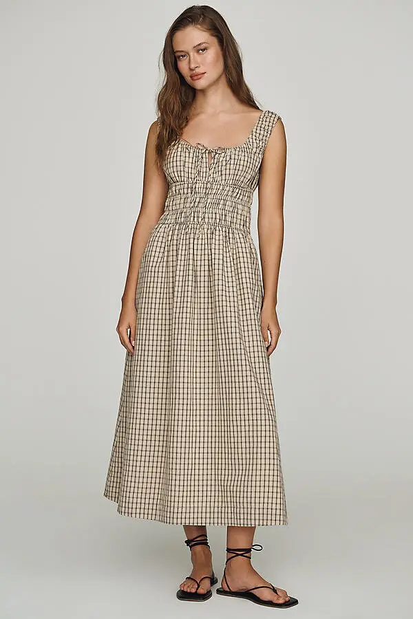 NIA Smocked Bodice Midi Dress