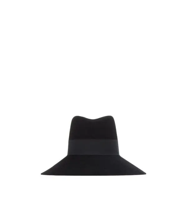 Saint Laurent Felt Hat With Gros Grain Ribbon - Black