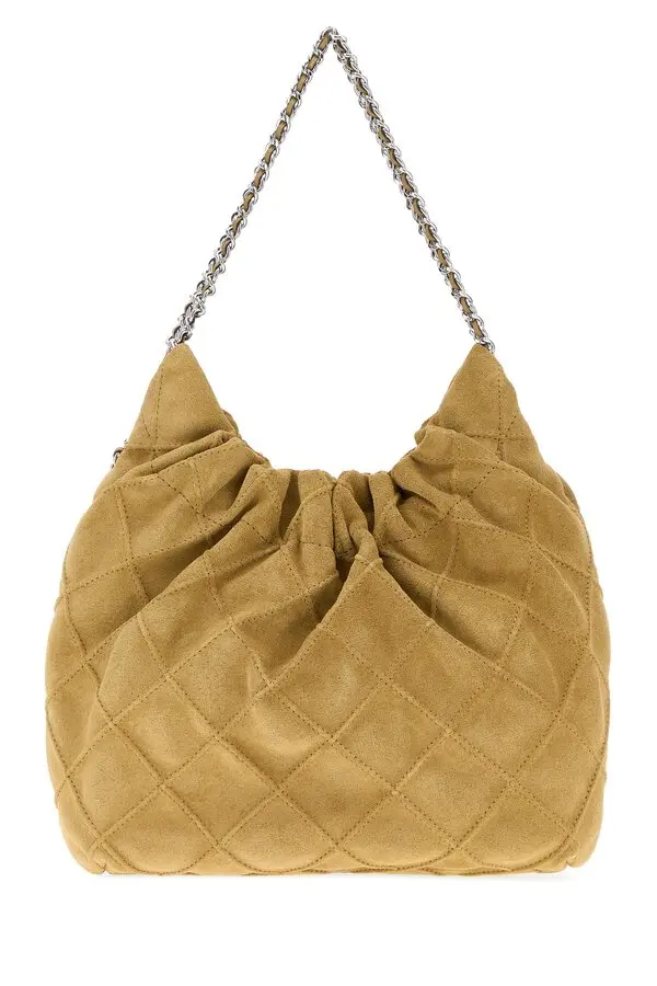 Tory Burch Beige Suede Mini Fleming Shoulder Bag