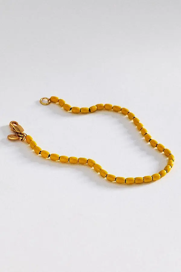 Clare V. Enamel Barrel Chain Bracelet - Yellow