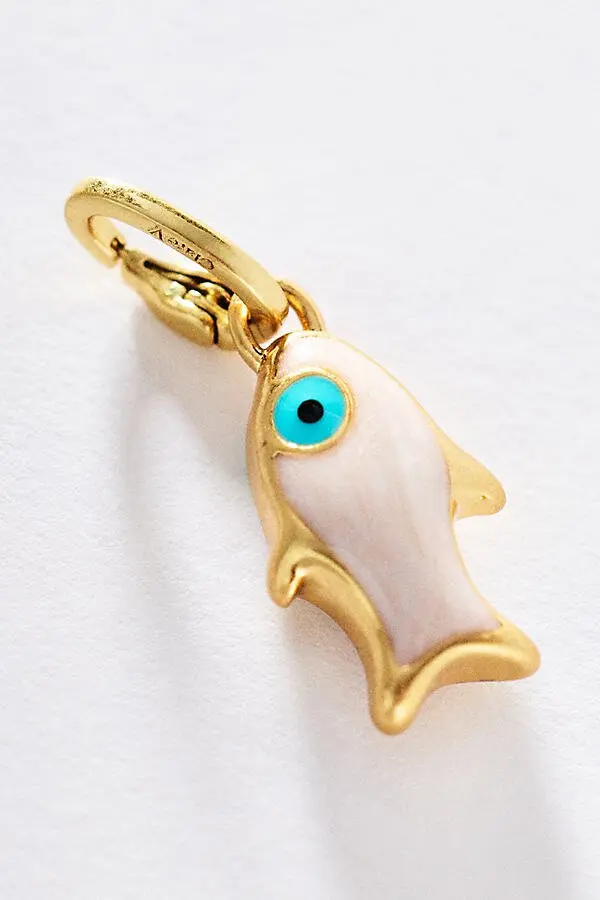 Clare V. Pearl Sardine Charm In Gold-plated Brass