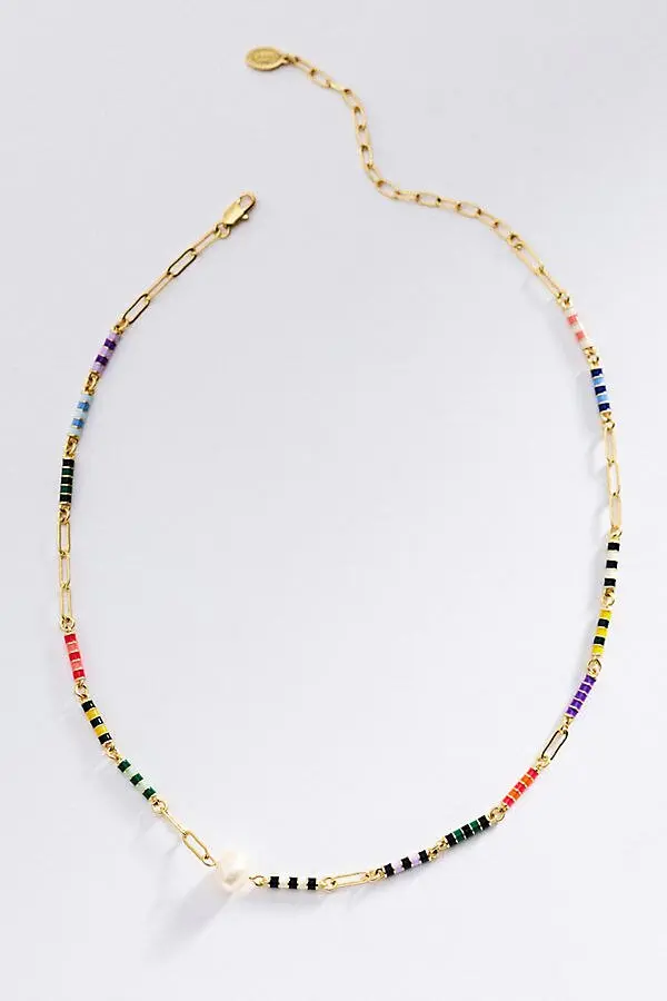 Clare V. Le Stripe Freshwater Pearl Necklace