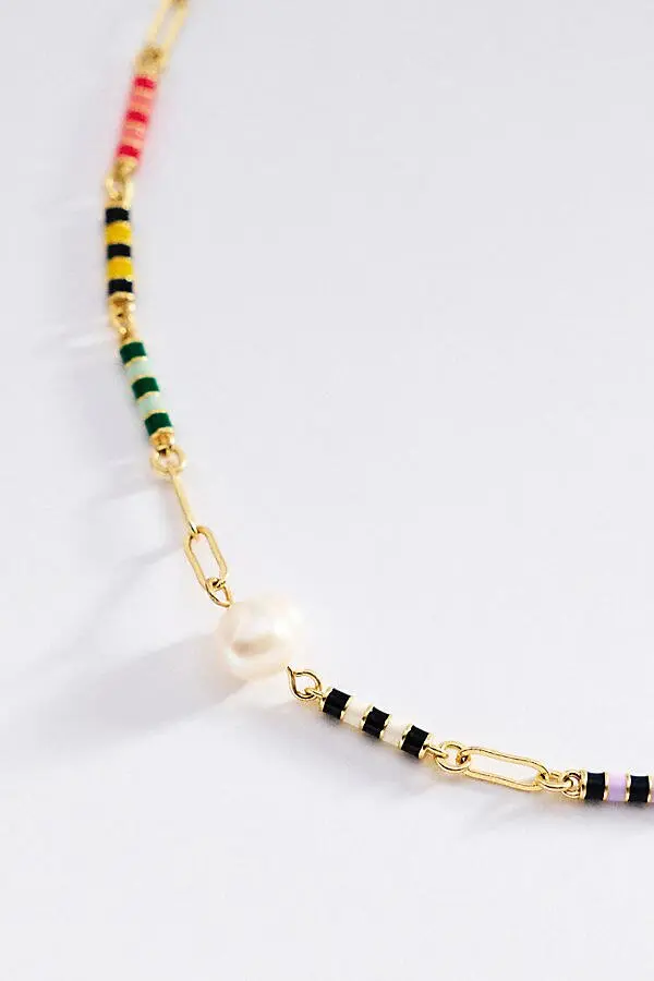 Clare V. Le Stripe Freshwater Pearl Necklace