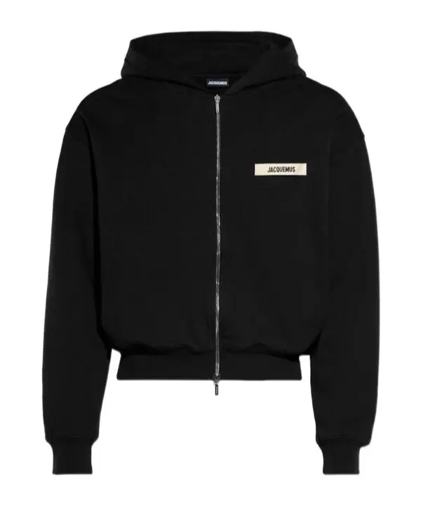 Jacquemus Logo Patch Zip-up Hoodie - Black