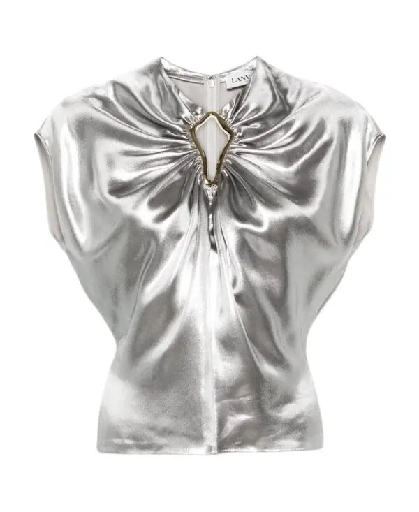 LANVIN Gathered Detail Embellished Top