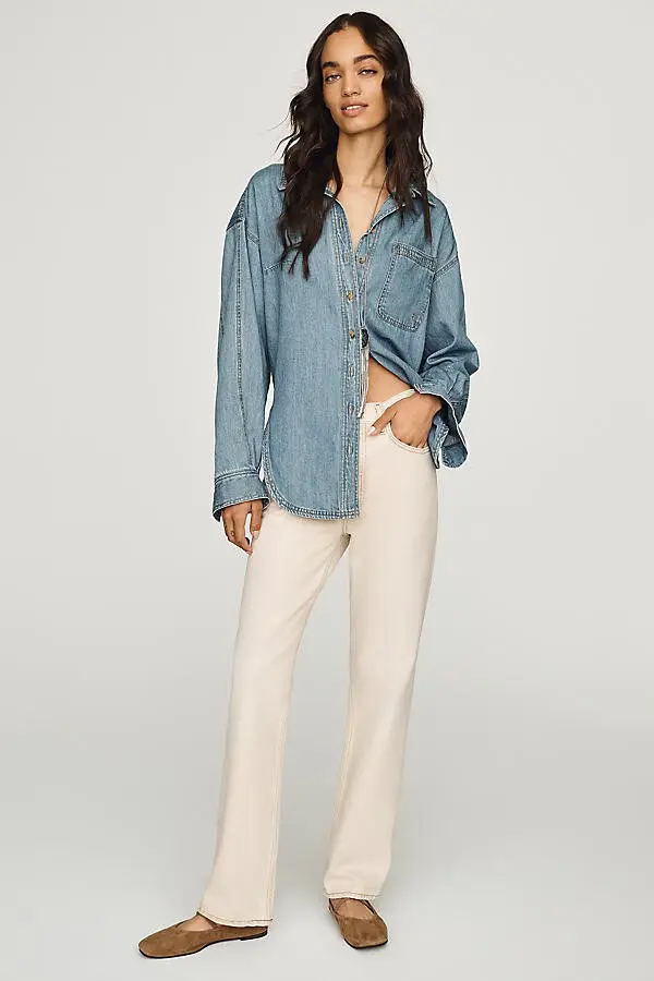 Anthropologie Agolde Lana Mid-rise Slim Straight-leg Jeans - Arena