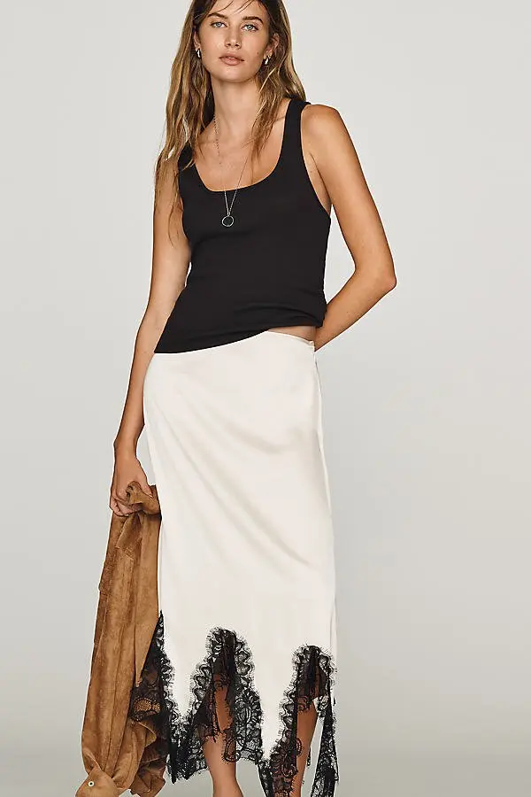 RMN Lucia Sat Midi Skirt - Ivory