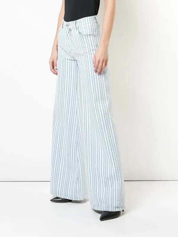 Off-White Striped Wide Leg Jeans