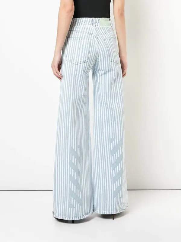 Off-White Striped Wide Leg Jeans