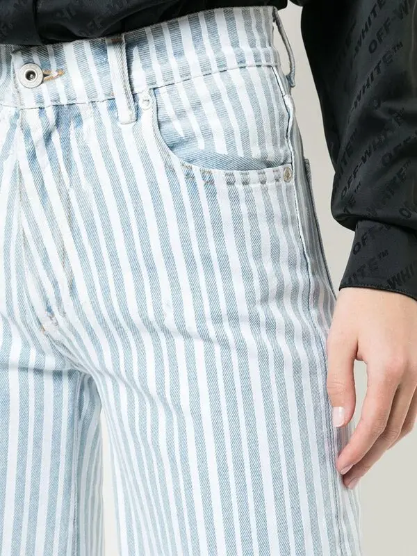 Off-White Striped Wide Leg Jeans