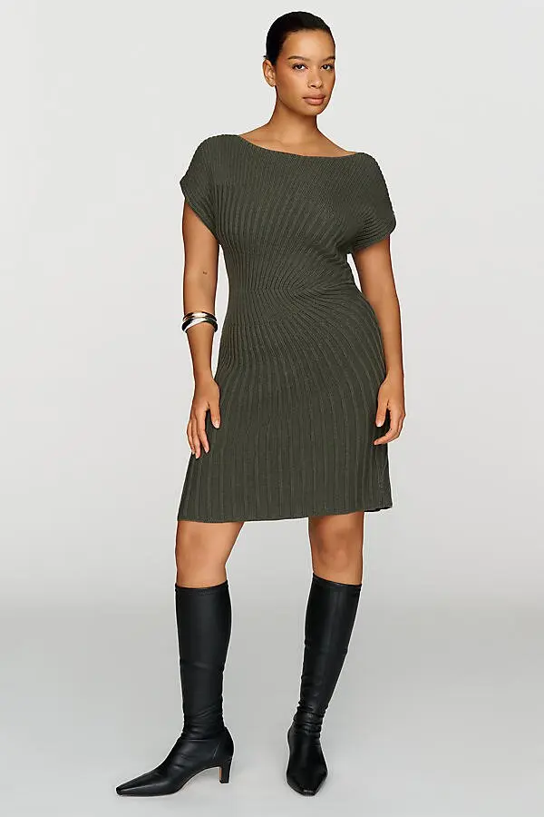 Anthropologie Ribbed Mini Sweater Dress - Thyme
