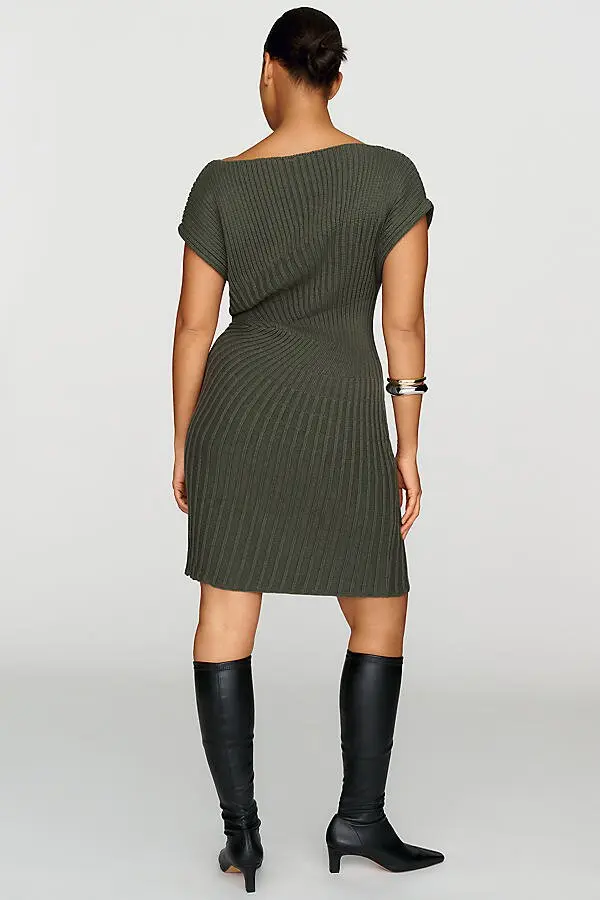 Anthropologie Ribbed Mini Sweater Dress - Thyme
