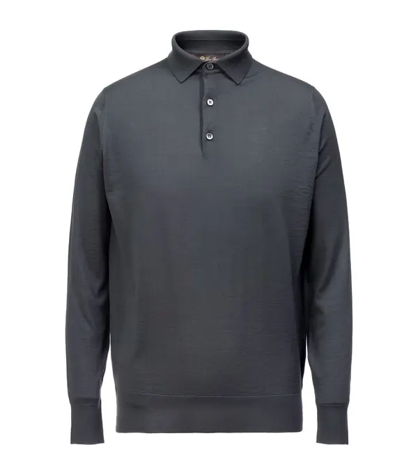 Loro Piana Long Sleeve Polo Shirt - Black