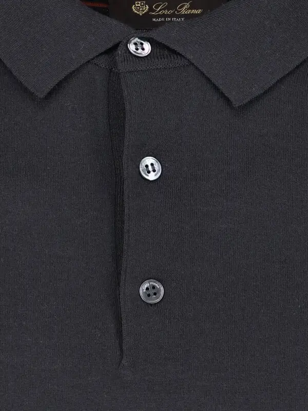 Loro Piana Long Sleeve Polo Shirt - Black