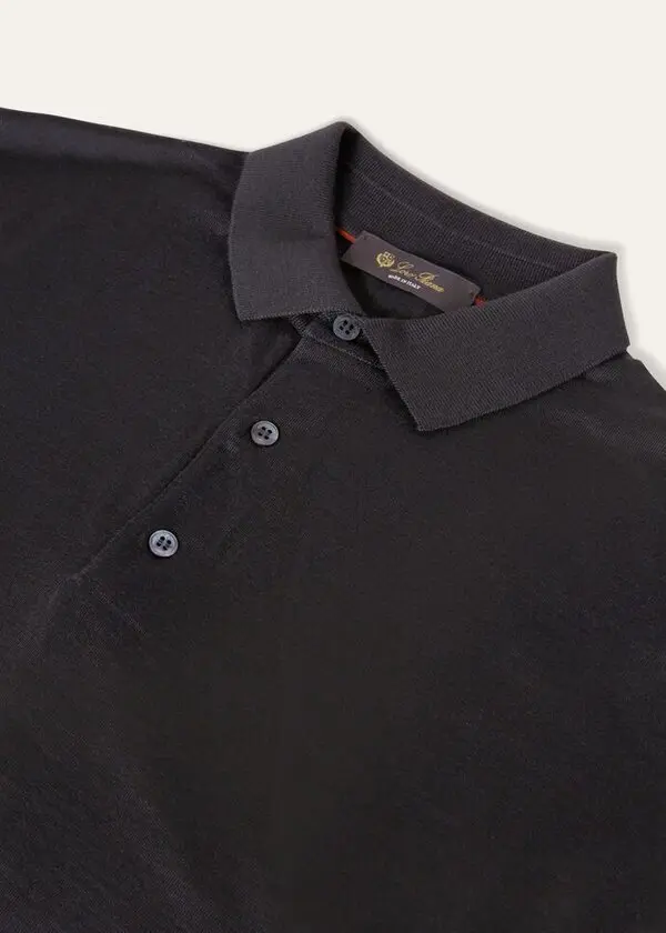 Loro Piana Long Sleeve Polo Shirt - Black