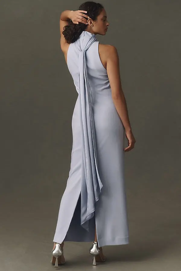 Bhldn High-neck Crepe Maxi Dress