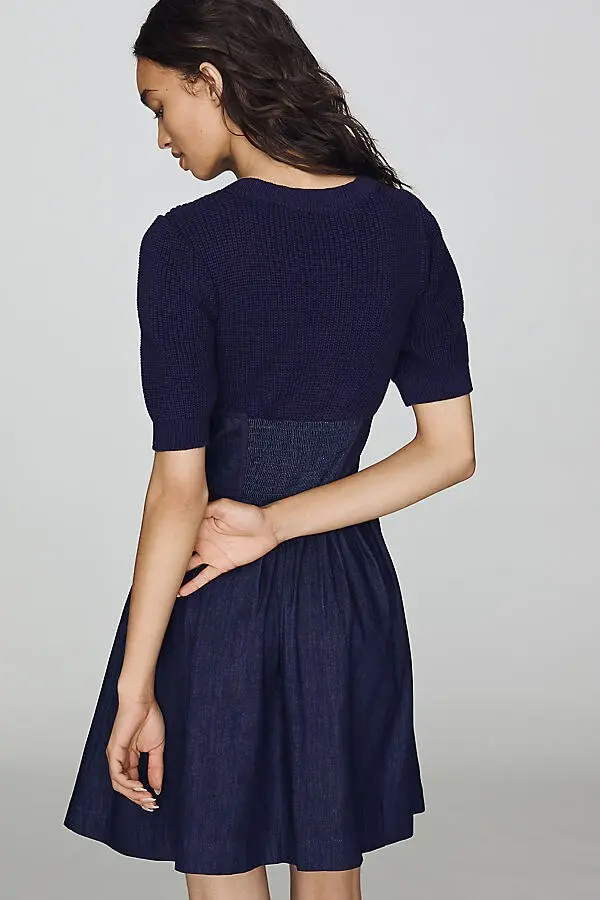 Anthropologie Sweater-knit Overlay Cotton Mini Dress