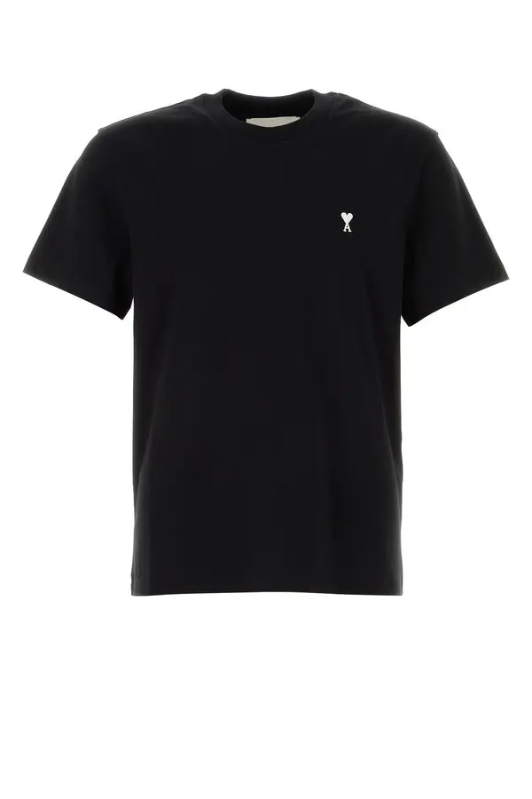 AMI Paris Black Cotton T-shirt